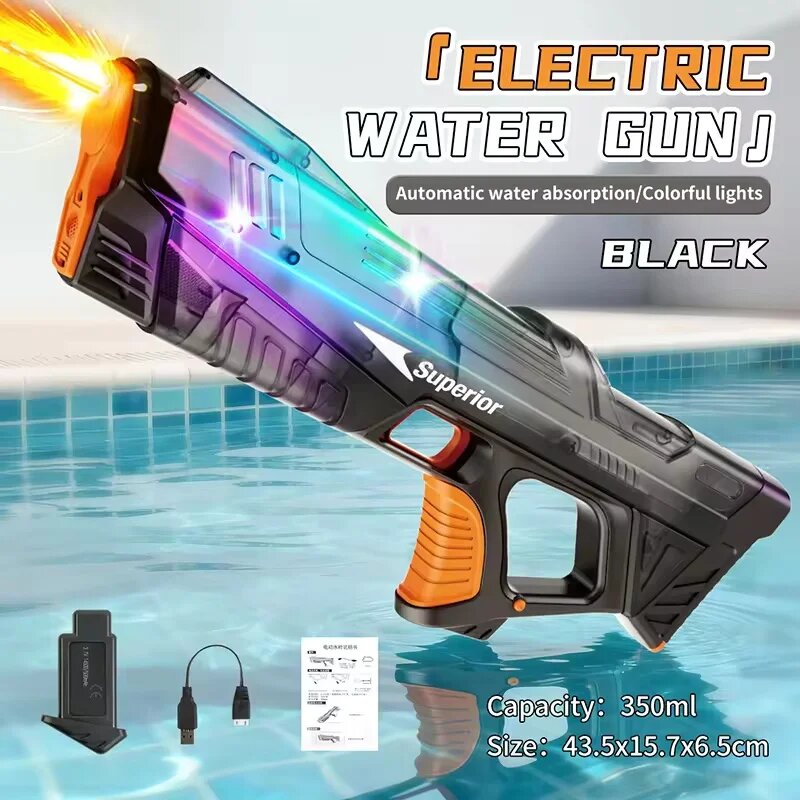 Детский электрический водяной пистолет с подсветкой Black
