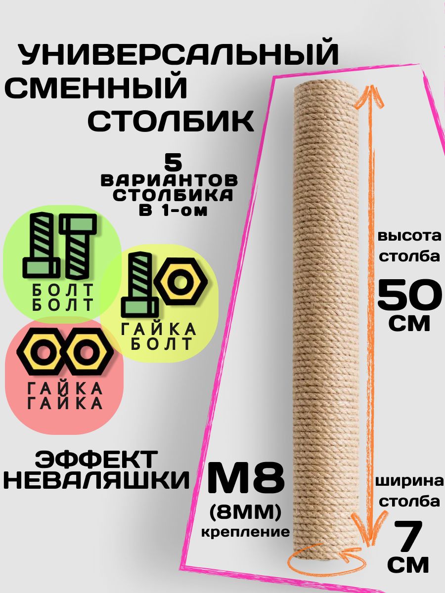 Универсальный сменный столбик для когтеточки 50/7см