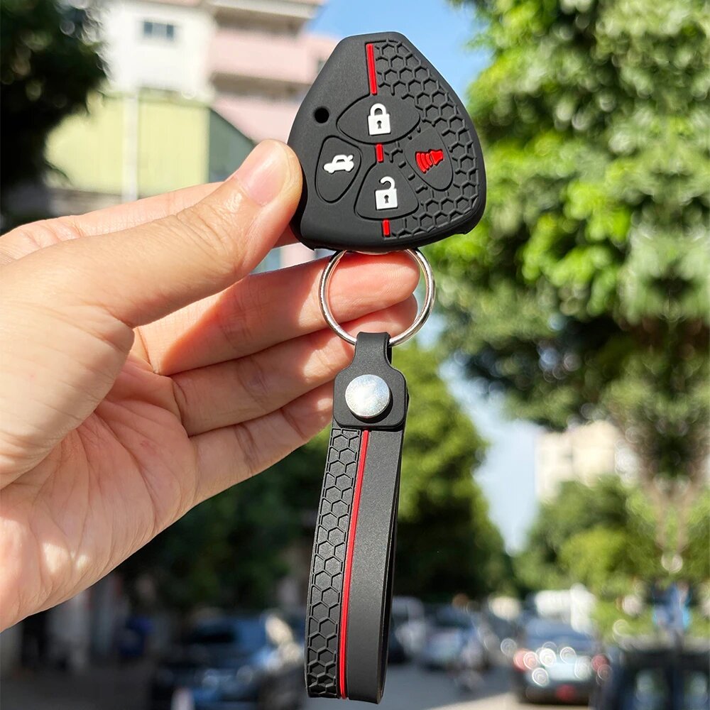 Чехол для ключей Toyota черный с красной полосой