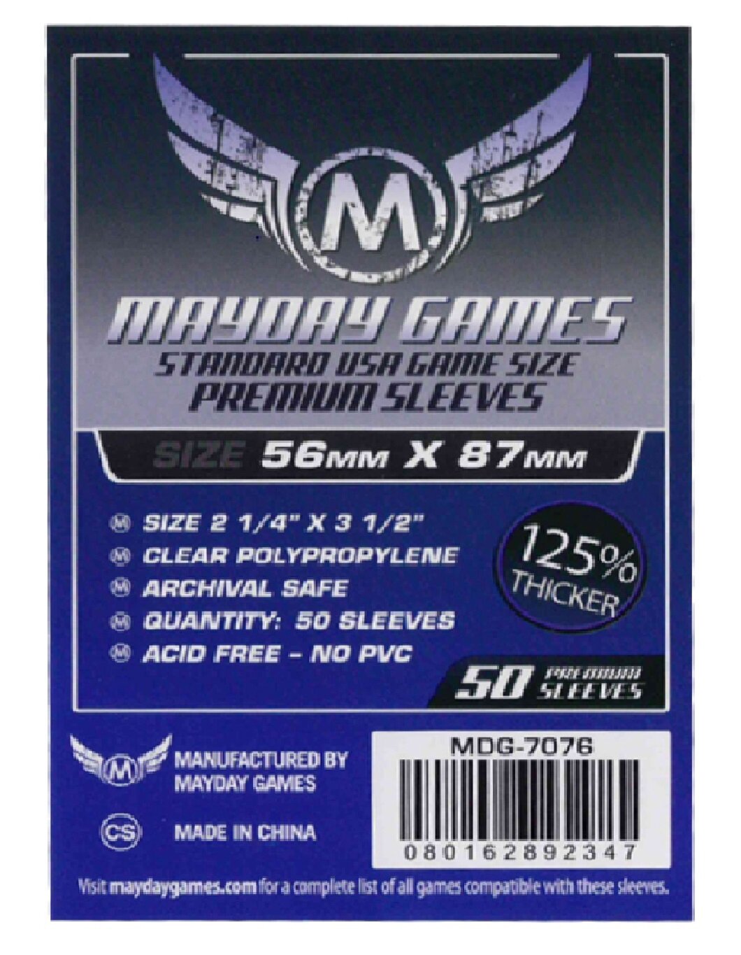 Протекторы для настольных игр Mayday Premium USA Board Game (56x87) - 50 штук