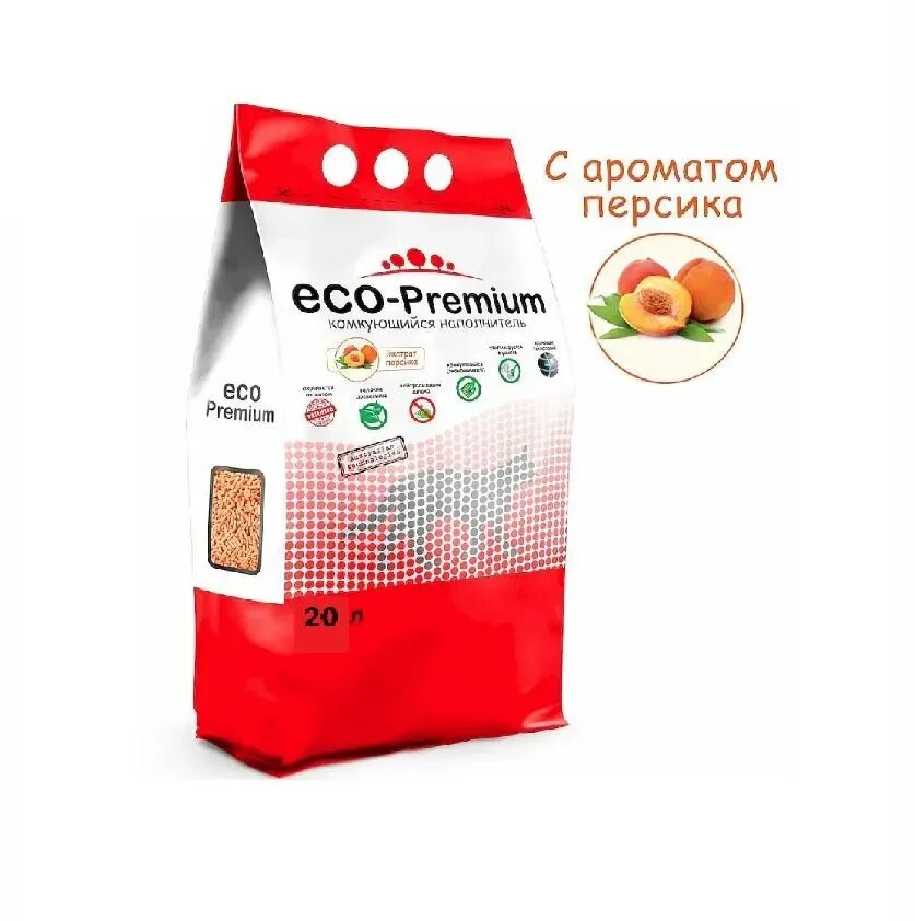 ECO-Premium Наполнитель Древесный Комкующийся Персик 7565г.
