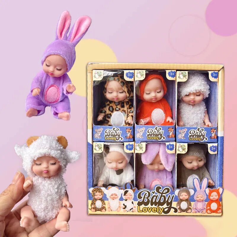 Игрушки куклы для девочек, набор мини кукол с одеждой, 6 шт