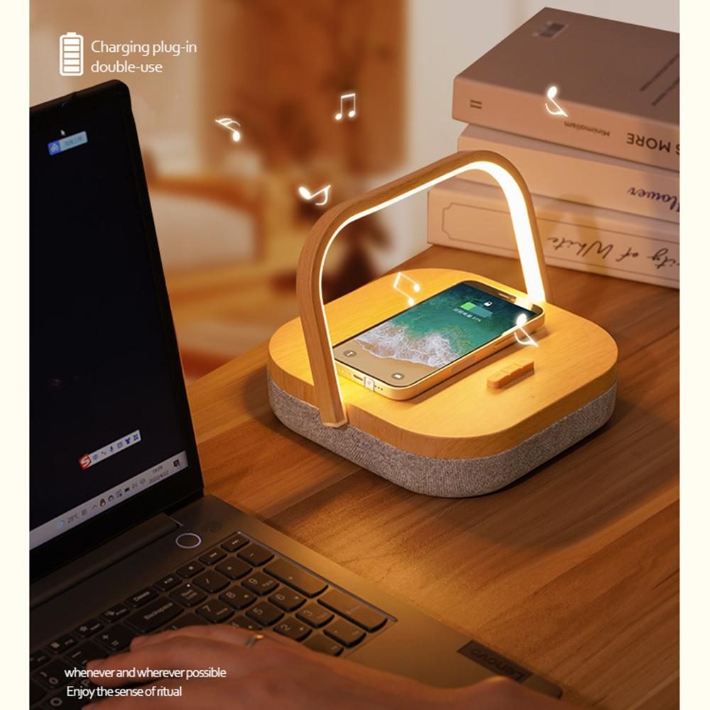 Беспроводное светодиодное зарядное устройство, Bluetooth-колонка, настольная лампа, индукционный ночник