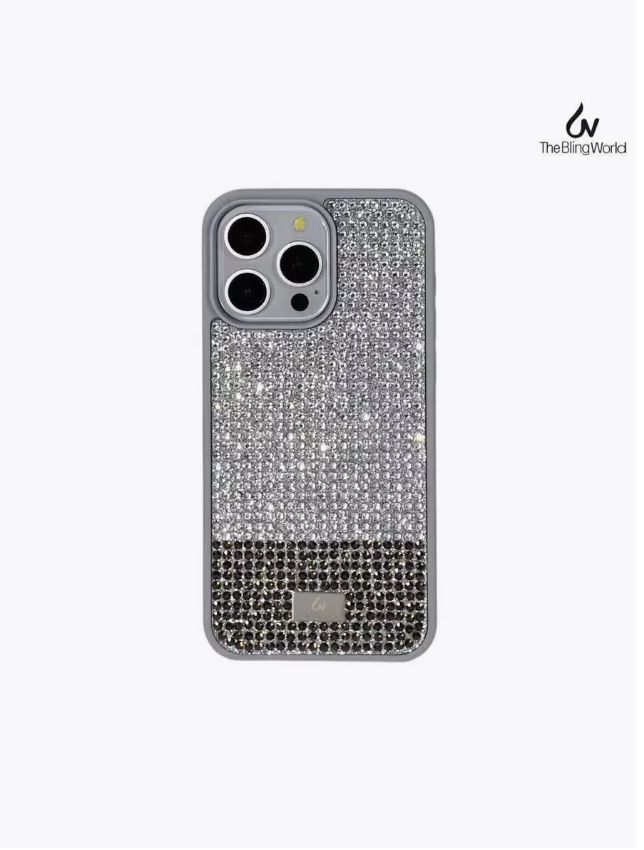Чехол со стразами Swarovski для IPhone 15 Pro, серый / черный