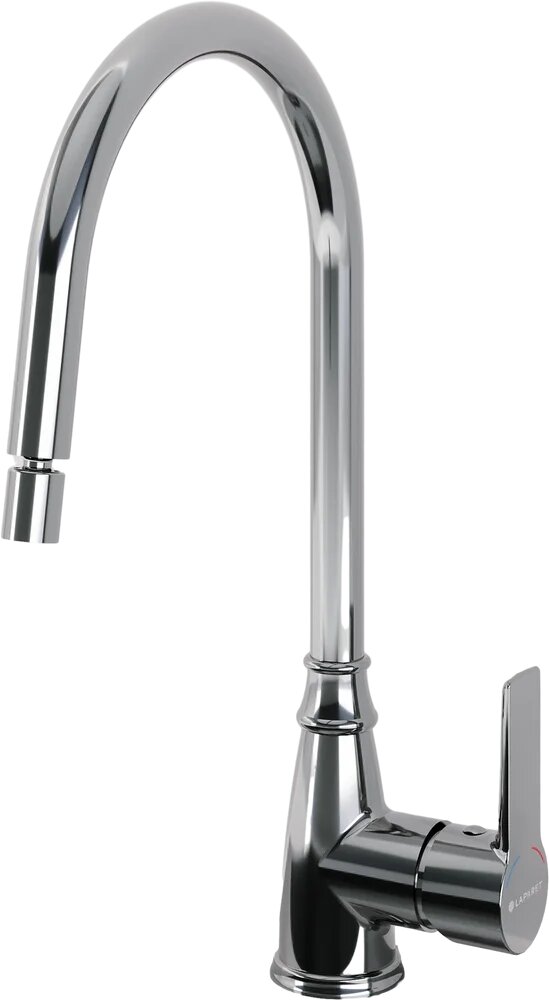 Смеситель для кухни Laparet Alamera N2042302LPT с поворотным изливом, хром, глянцевый, однорычажный, латунный, с керамическим картриджем