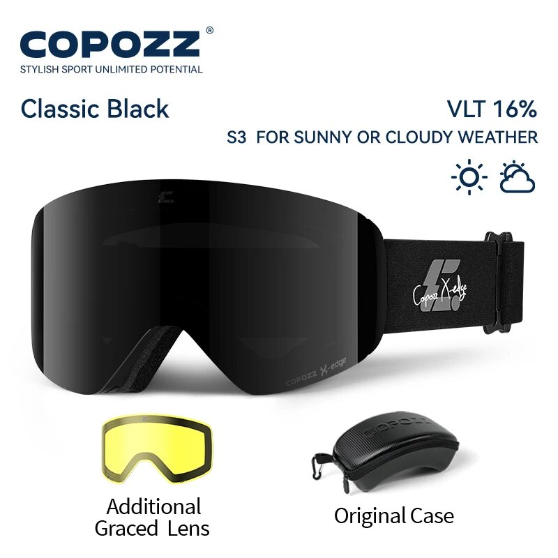 COPOZZ лыжные очки Classic Black, VLT 16%, S3