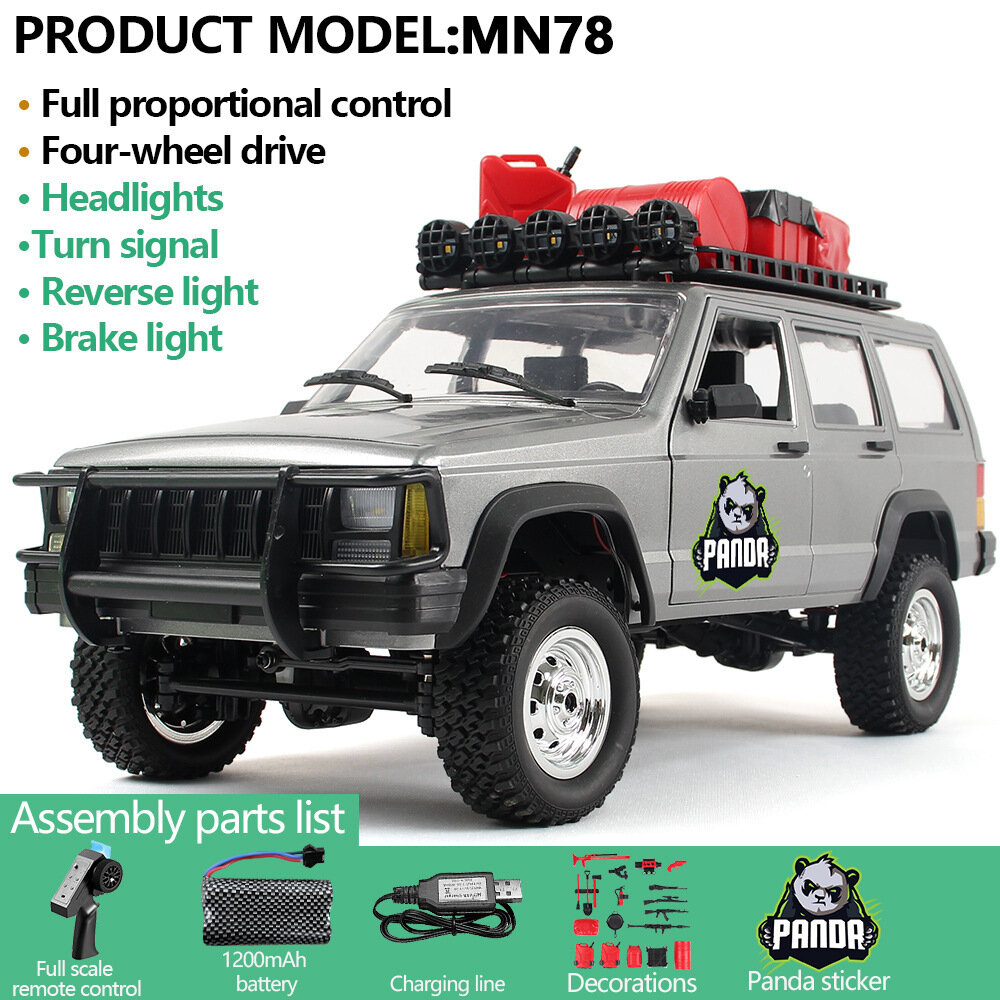 Модель внедорожника Panda Edition Wild Bull MN78 в масштабе 1:12, полноразмерный гусеничный вездеход с дистанционным управлением, классический 4WD