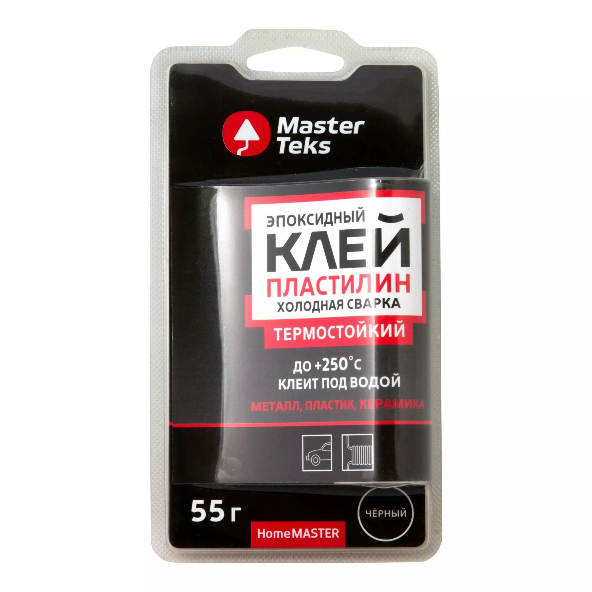 Клей-пластилин эпоксидный холодная сварка MasterTeks термостойкий 0,55 г черный