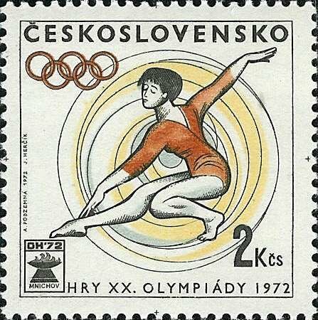 (1972-021) Марка Чехословакия "Гимнастка" Летние Олимпийские игры 1972, Мюнхен III