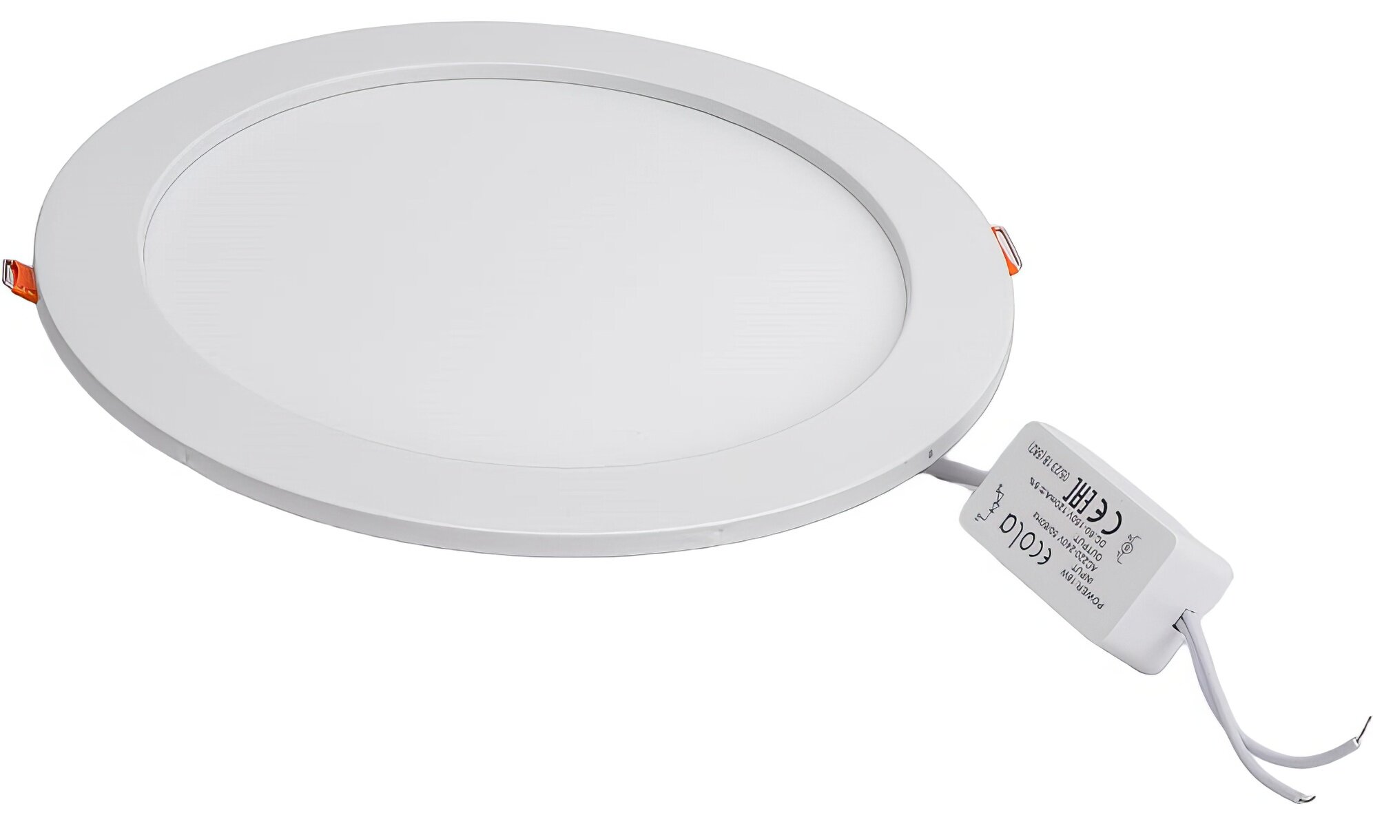 Встраиваемый круглый даунлайт с драйвером Ecola LED downlight 18W 220V 6500K 225x20 DRRD18ELC