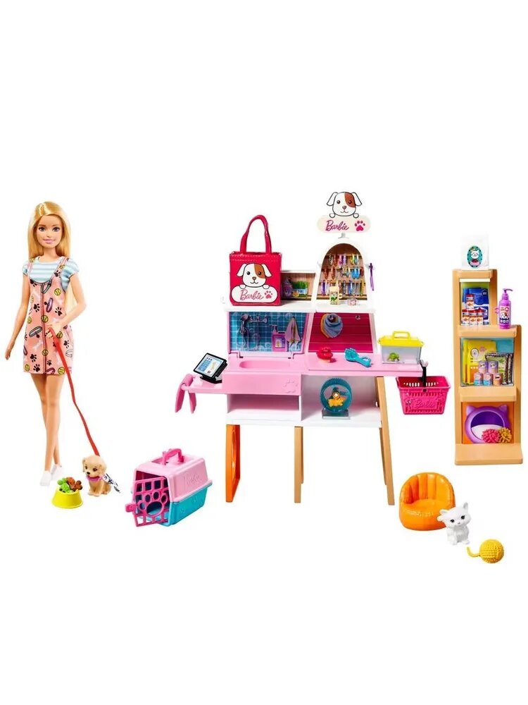 Кукла Mattel Barbie Зоомагазин с мебелью и питомцами GRG90
