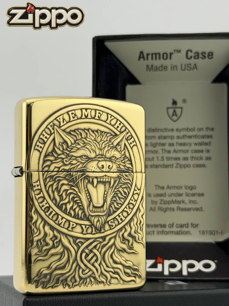 Зажигалка Zippo Wolf Spirit Волк Рельефная гравировка.