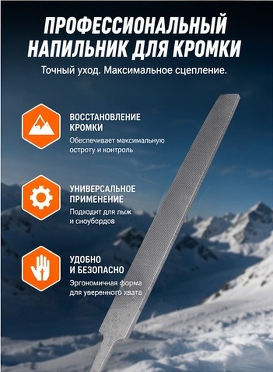 Металлический напильник для лыж, серебристый, для заточки кантов