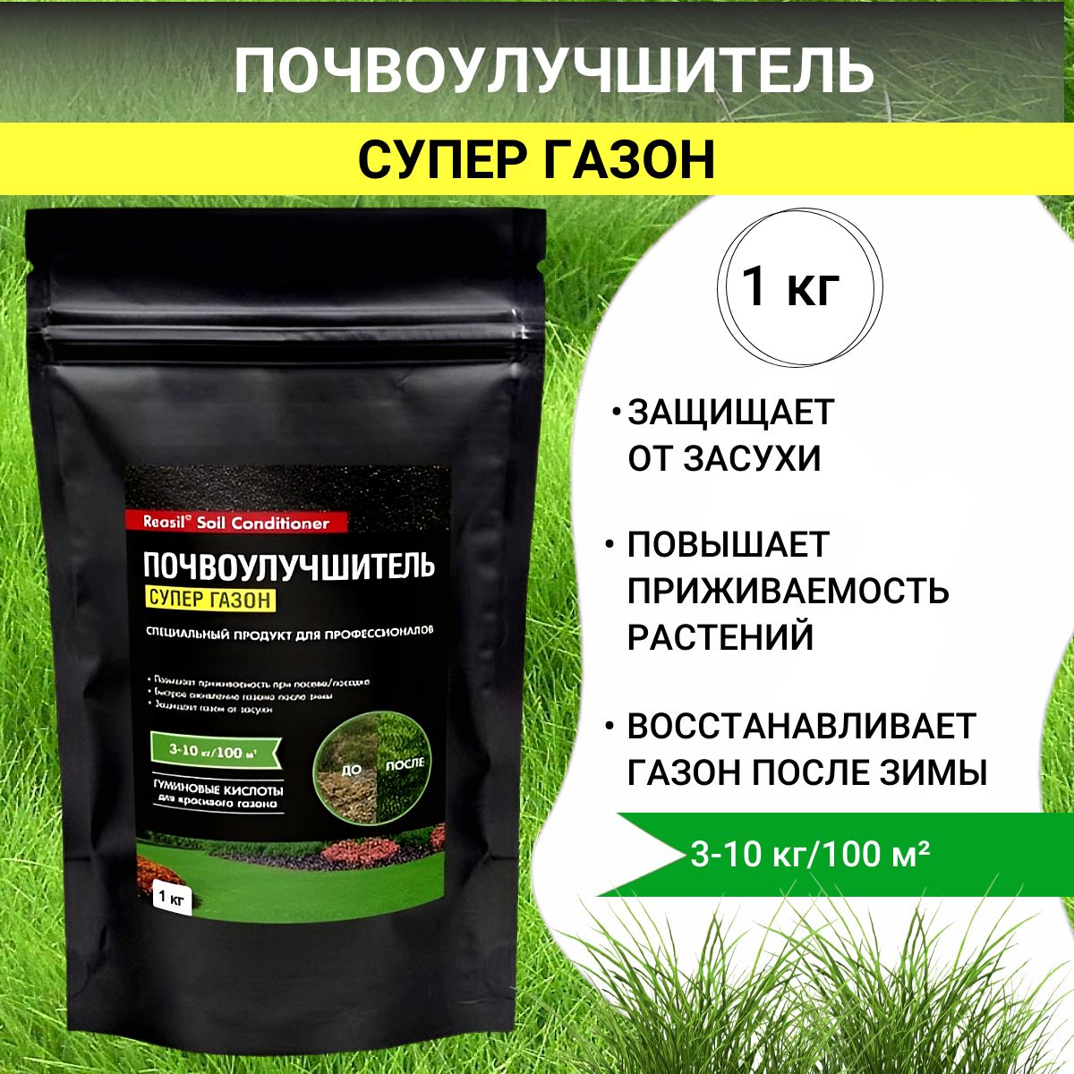 Почвоулучшитель Reasil супер газон 1 кг