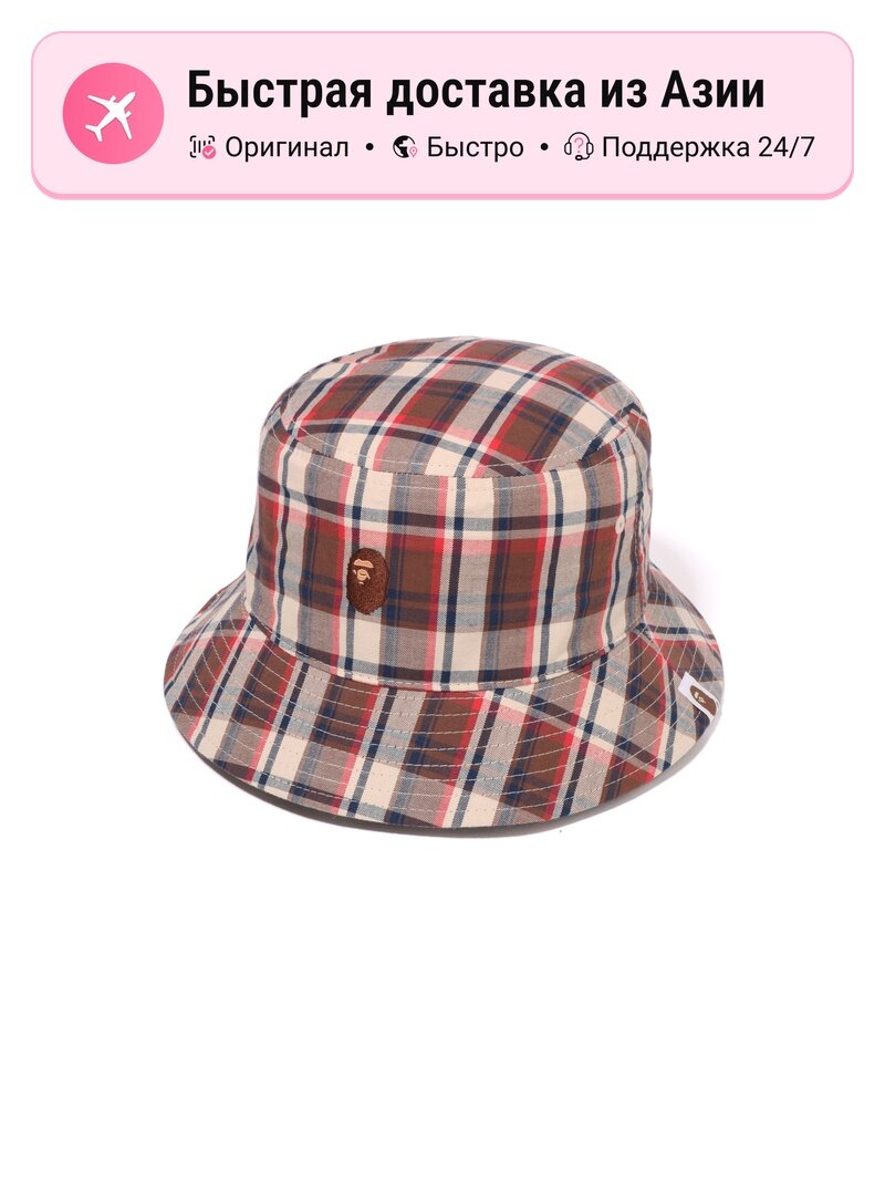 Панама A BATHING APE Bape Check Bucket Hat для мужчин