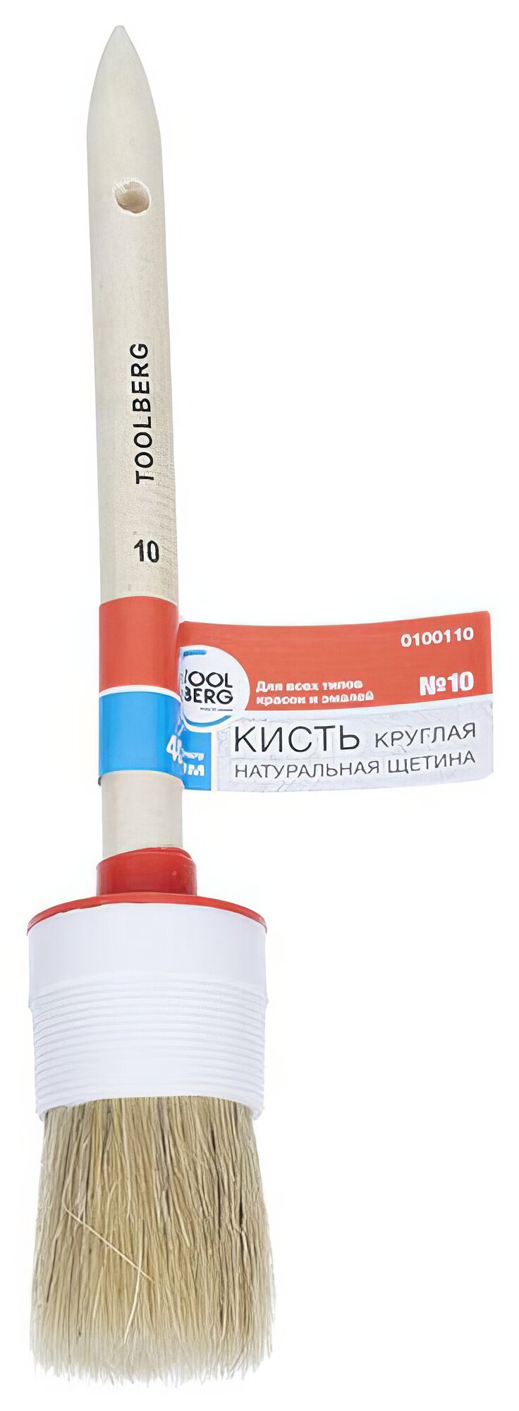 Кисть круглая TOOLBERG натуральная щетина, дер. рукоятка, D40мм (№10)