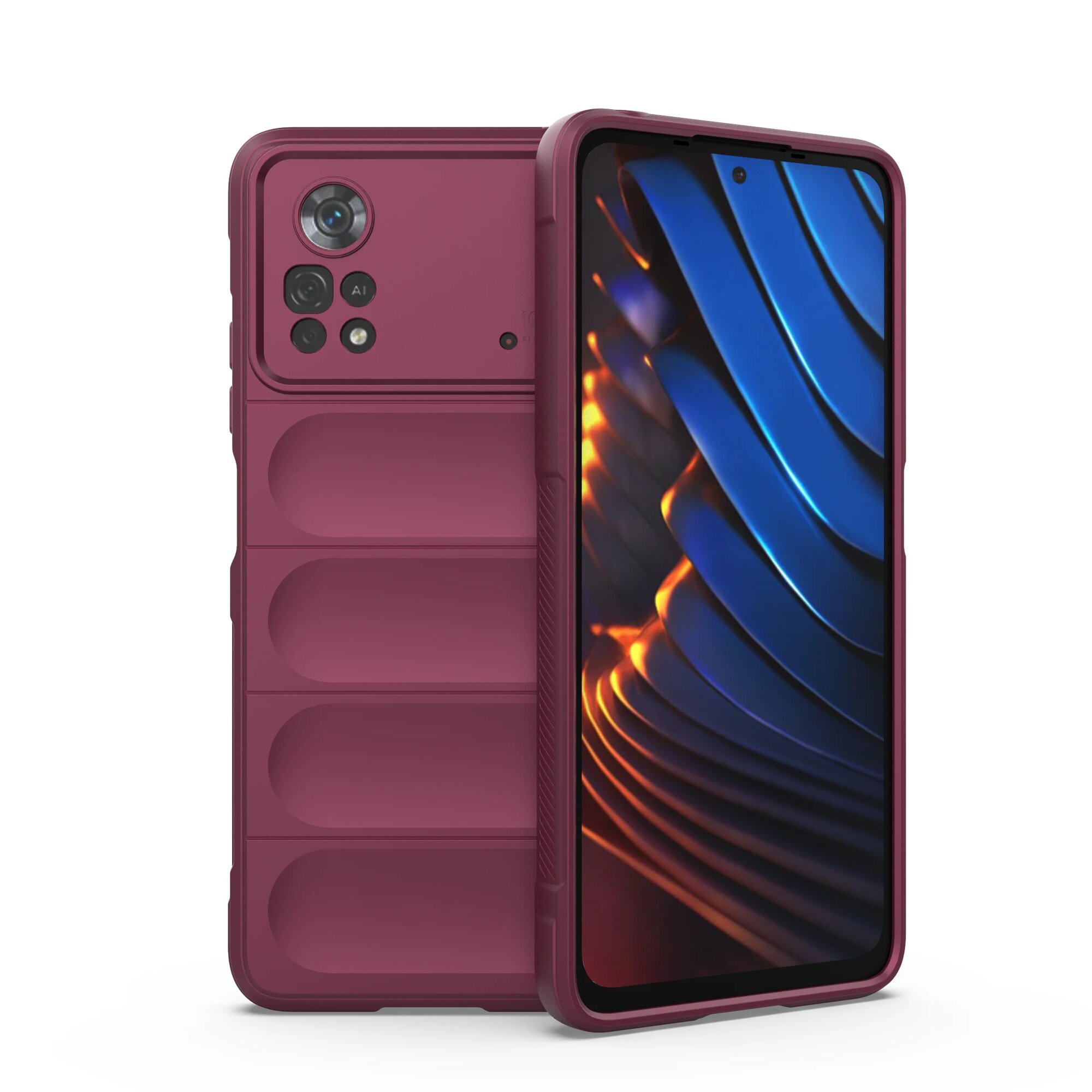 Чехол для Xiaomi Poco M4 Pro 4G, чехол для Poco X4 Pro 5G, жидкий Poco M4 Pro, Красный, HD-burgundy