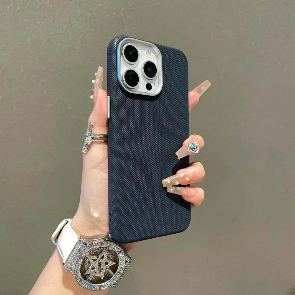 Роскошный технологичный сетчатый магнитный чехол для iPhone 17 Pro 13 Айфон 16 Про Макс, Синий, Blue