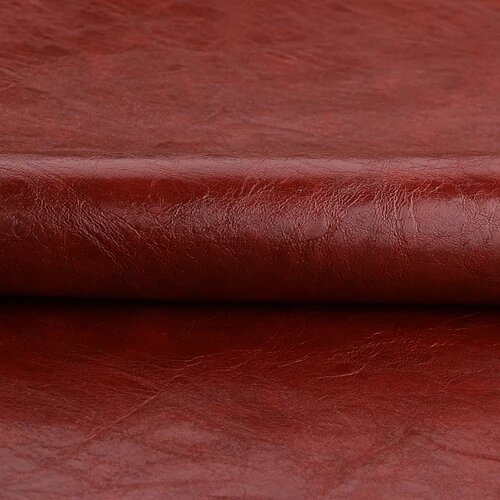 Искусственная кожа с маслом воском, красная, 1 метр Бордовый, Red Brown