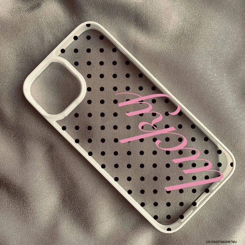 Прозрачный чехол для iPhone с буквами и горошком, Айфон 16 Про Макс, Розовый, style 6