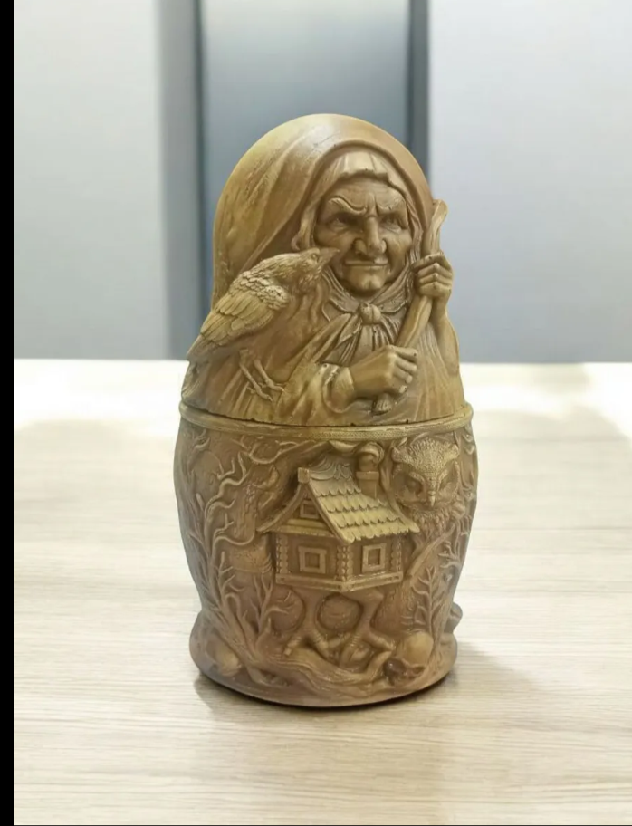 Шкатулка Баба Яга Гипсовая Ручная работа
