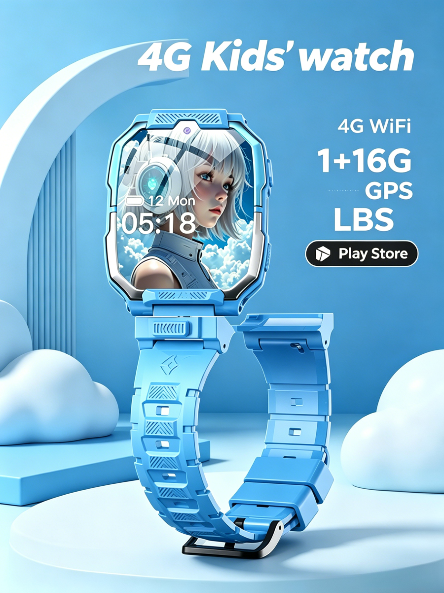 Детские часы JITE, 4G/WiFi/GPS, сенсорное управление, Складной и вращающийся, магнитная зарядка