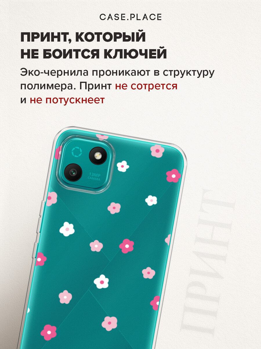 Чехол на Wiko T10 / Вико Т10 с принтом "Весенние цветочки рисунок", прозрачный — фото 1