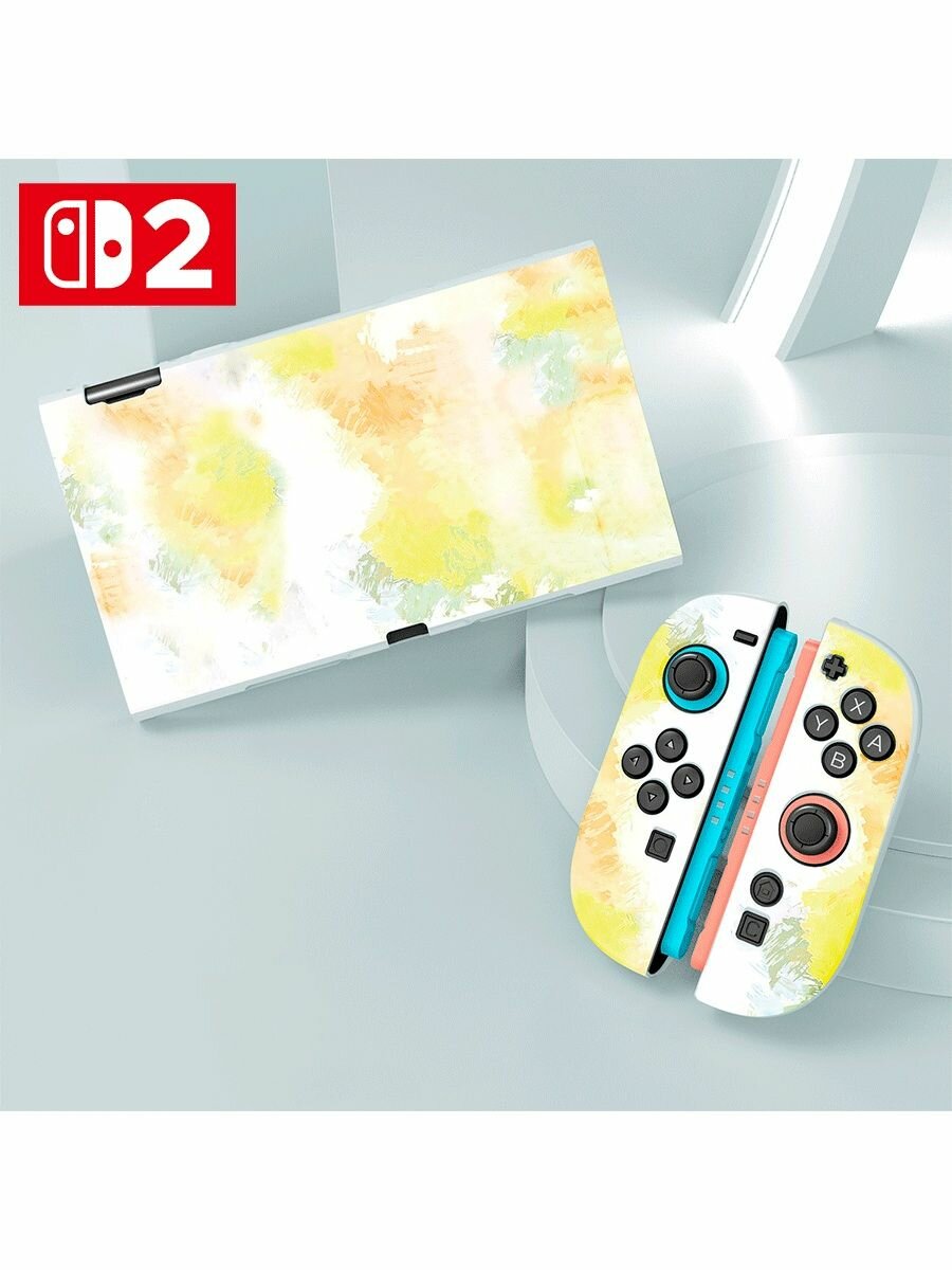 Чехол RL на Nintendo Switch 2, силиконовый, Пятна Белый/Желтый