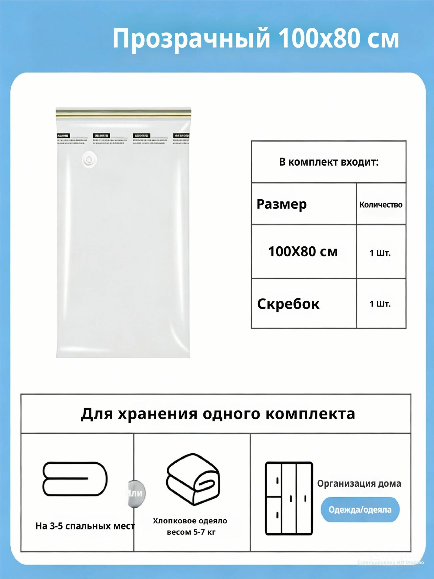 Вакуумные компрессионные пакеты 80 100
