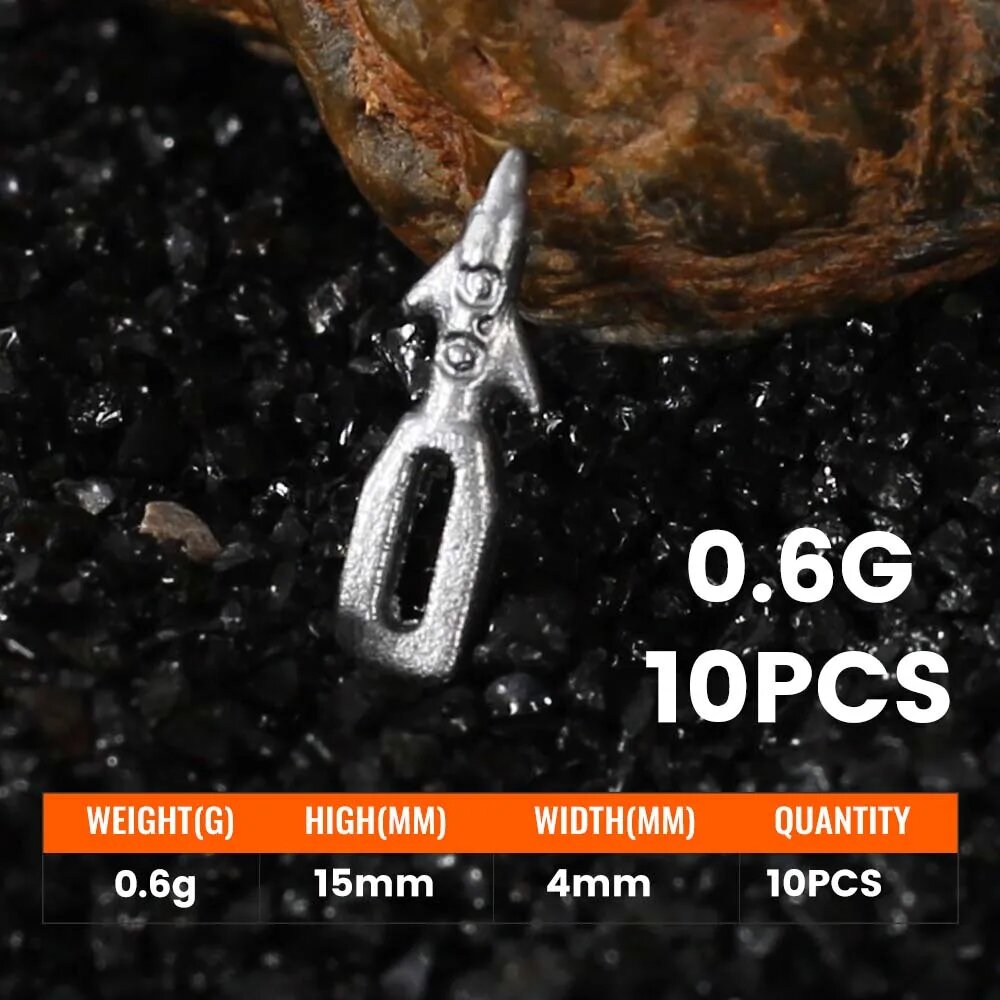 ZUKIBO Грузила-червики для рыбалки 0.6/0.9/1.3/1.8/2.2/2.6 г guagou-0.6-10pcs
