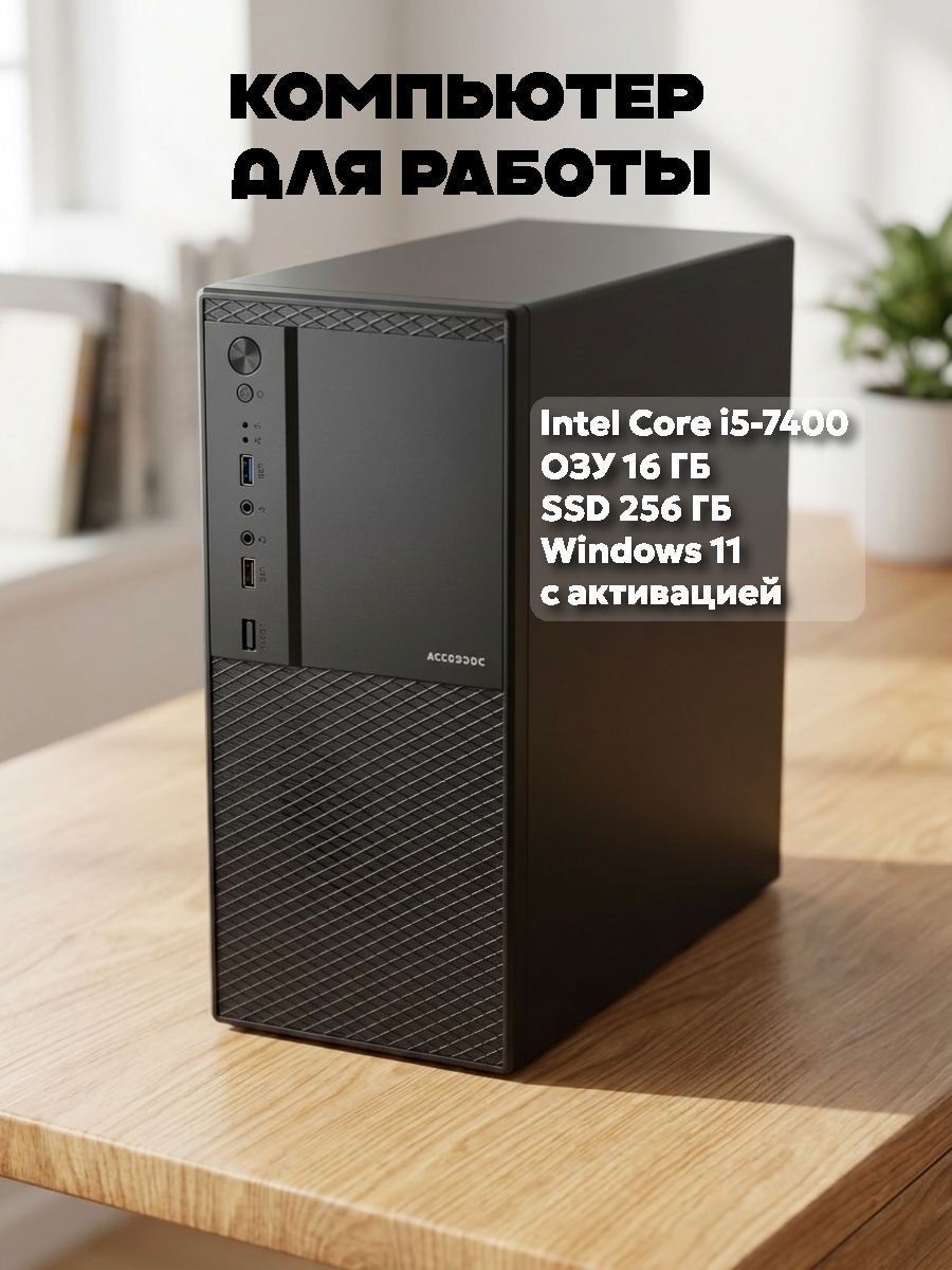 Компьютер Intel Core i5-7400, 16GB, SSD 256GB для работы и учёбы