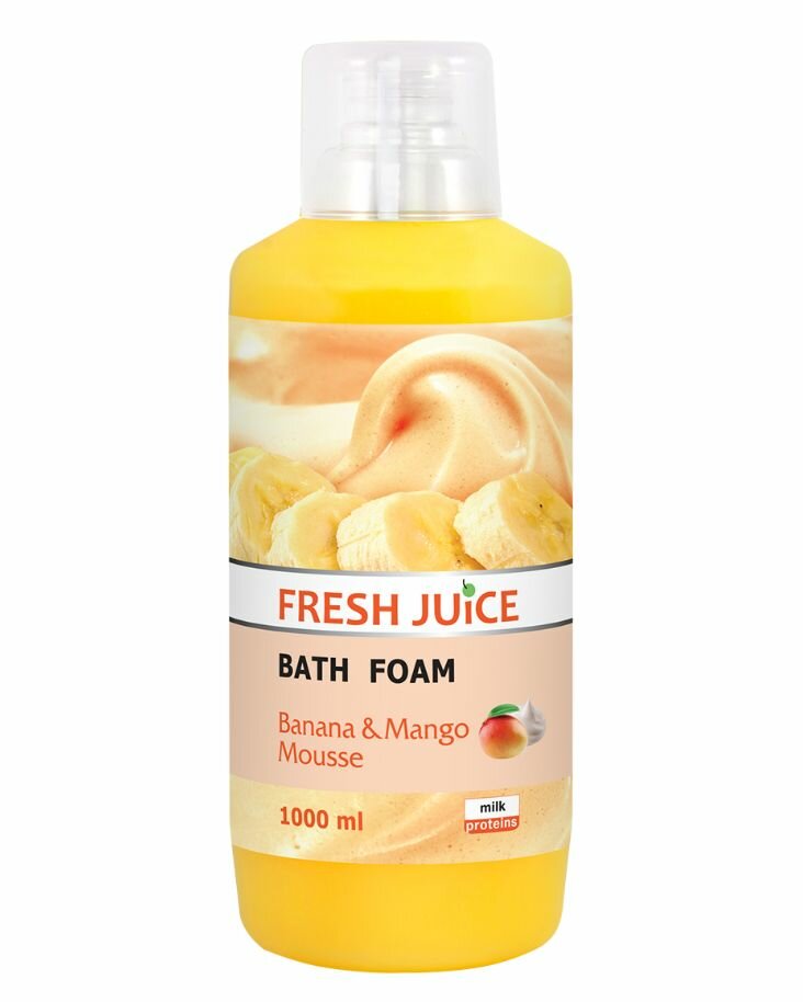 Fresh Juice Пена для ванн Banana & Mango Mousse Бананово-Манговый Мусс с молочными Протеинами, 1 л бананово-манговая пена с молочным протеином 1 литр