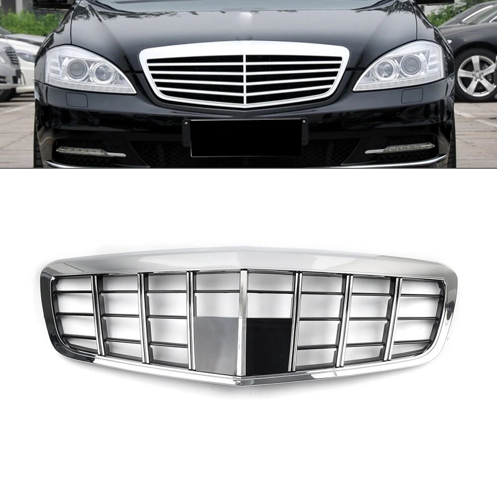 Хромированный передний бампер автомобиля, решетка радиатора для Benz S Class W221 S320 S350 S450 S500 S63 S65 4-дверный 2009 2010 2011 2012 2013