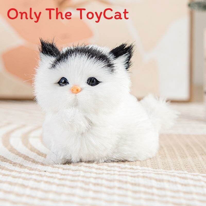 Realistic cat model toy for kids childrens room decor with fur and static design blackhead