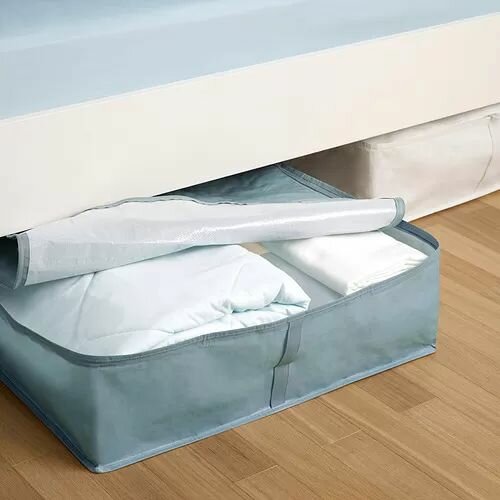 Кофр IKEA BRUKSVARA, для хранения, на молнии, голубой, 62 см x 53 см x 19 см