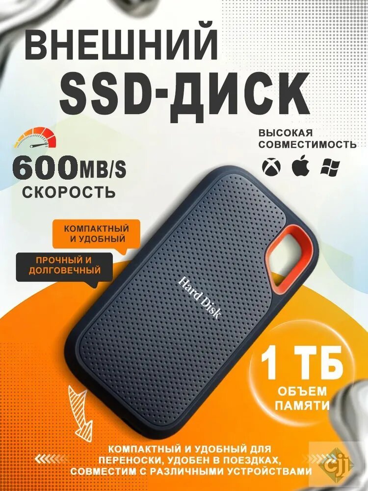 Внешний жесткий диск 1ТБ портативный черный