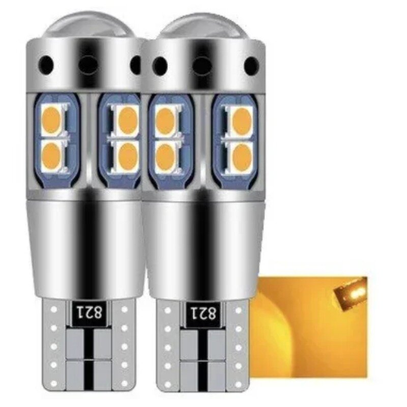 4 шт. LED-лампы T10 W5W 168 192 10SMD 12V CANBUS без ошибок, желтый