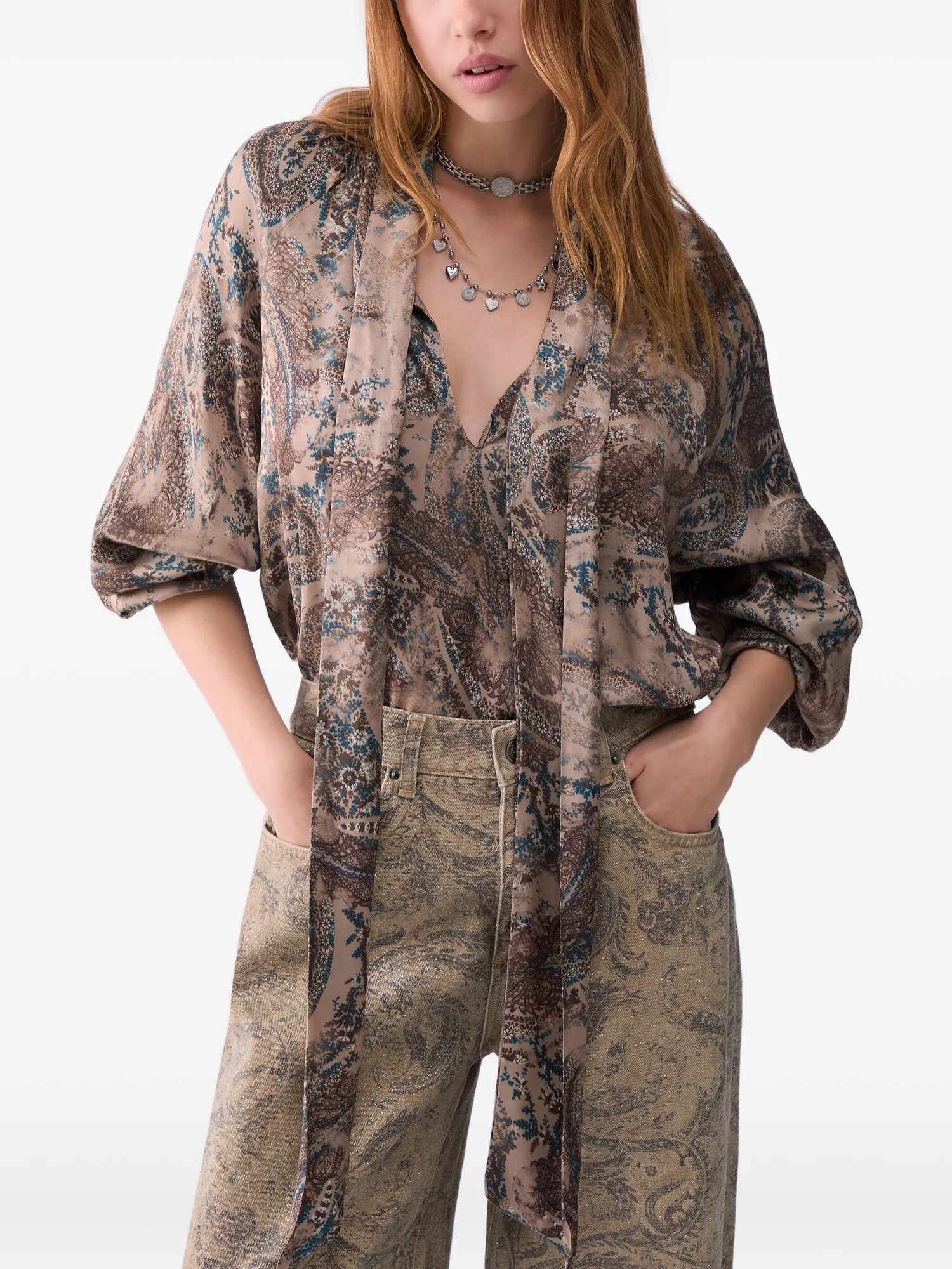 Блуза LIU JO Printed satin blouse, размер 48 — фото 1