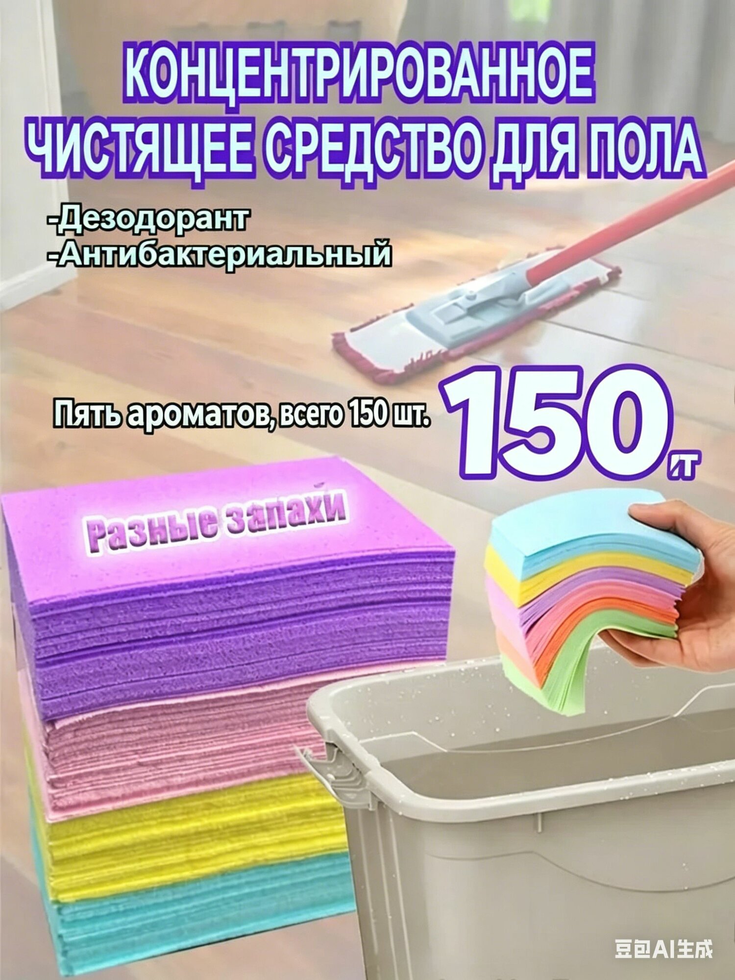 Многофункциональные очищающие таблетки для пола, антибактериальные, для ламината плитки паркета линолеума, экономичное средство для уборки дома, приятный аромат, без разводов