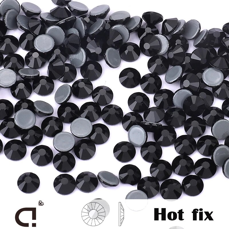 DUCRYSTAL Стразы горячей фиксации SS6-SS30 Черный, SS10-1440pcs, Черный, black