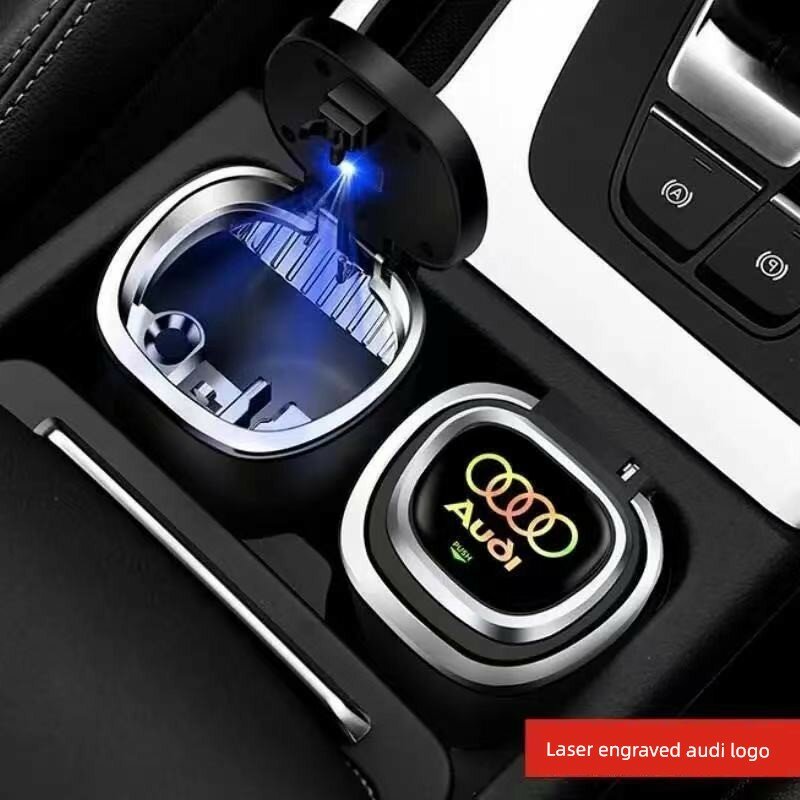 Вентиляционный автомобильный пепельница с крышкой для автомобилей Audi, черный, надежное крепление