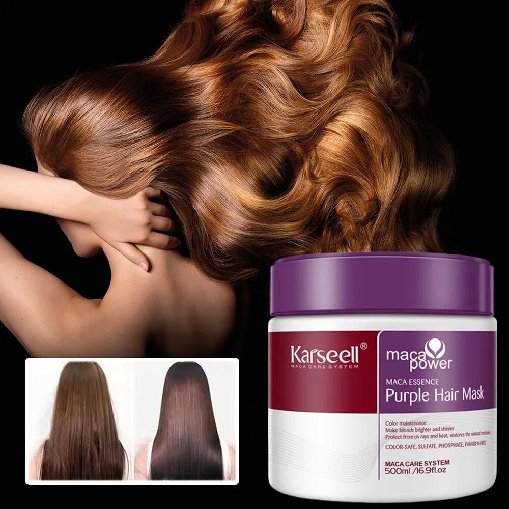 Karseell Maca Essence Purple Hair Mask for Blondes, 500ml/16.9fl. oz — фото 1