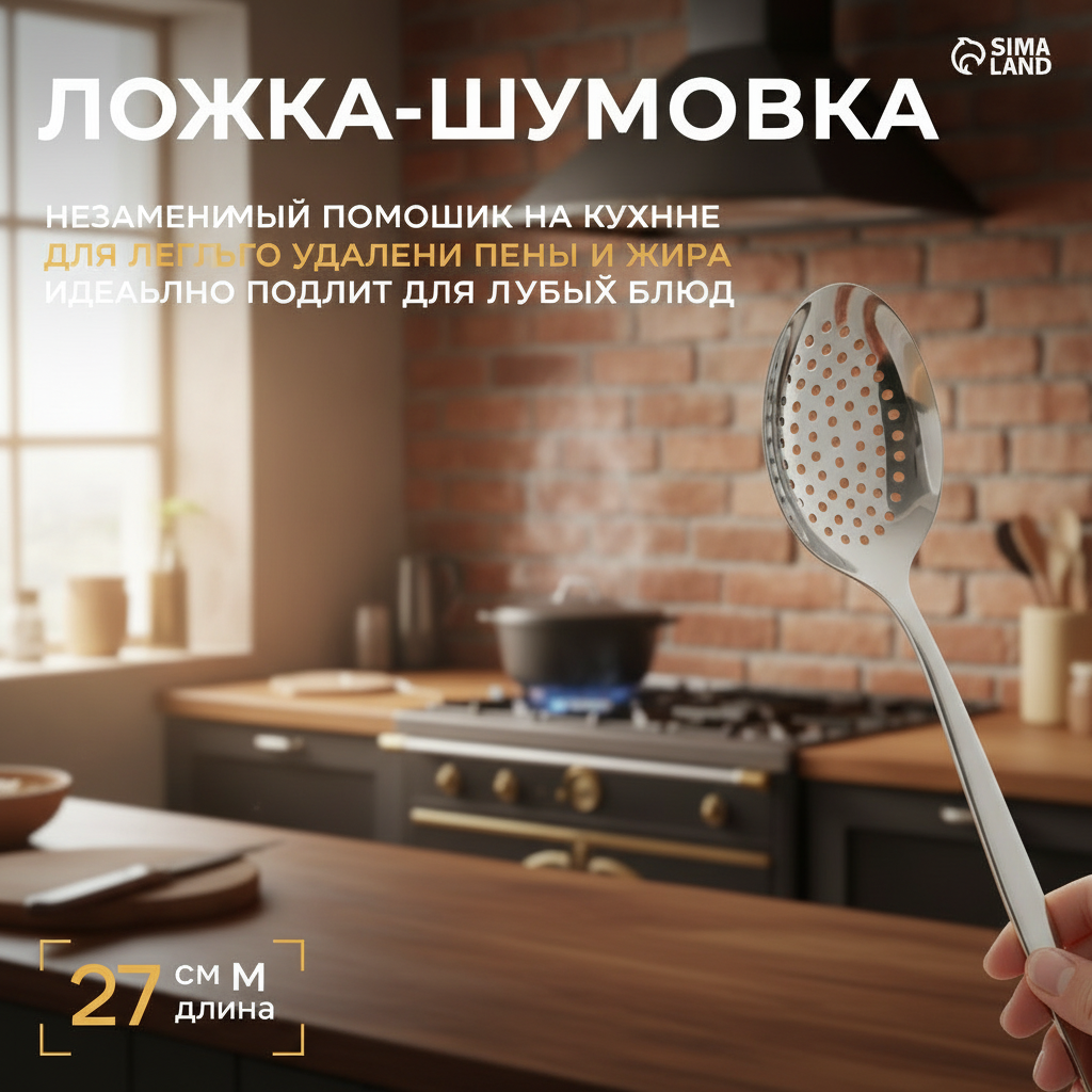 Ложка разливательная 27 см серебро металл 2.5 мм