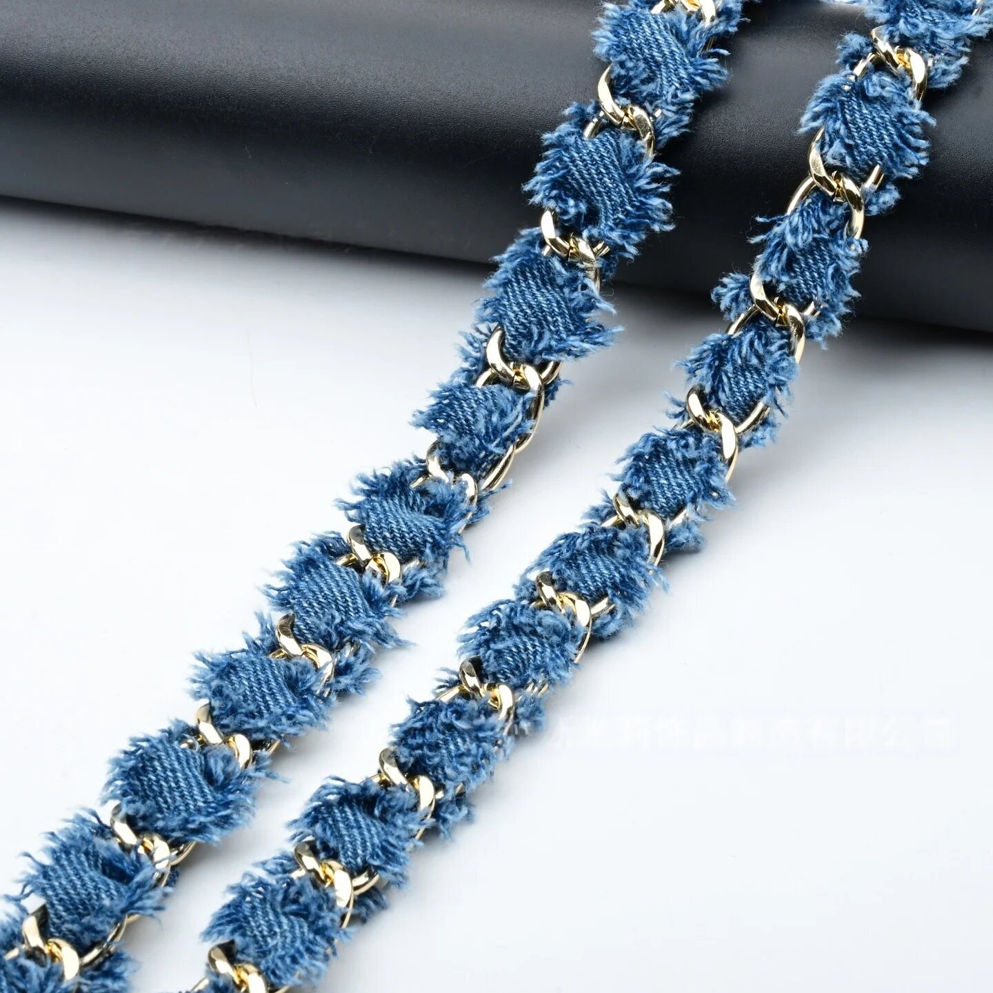 Джинсовая тесьма с металлической фурнитурой, blue lace trim