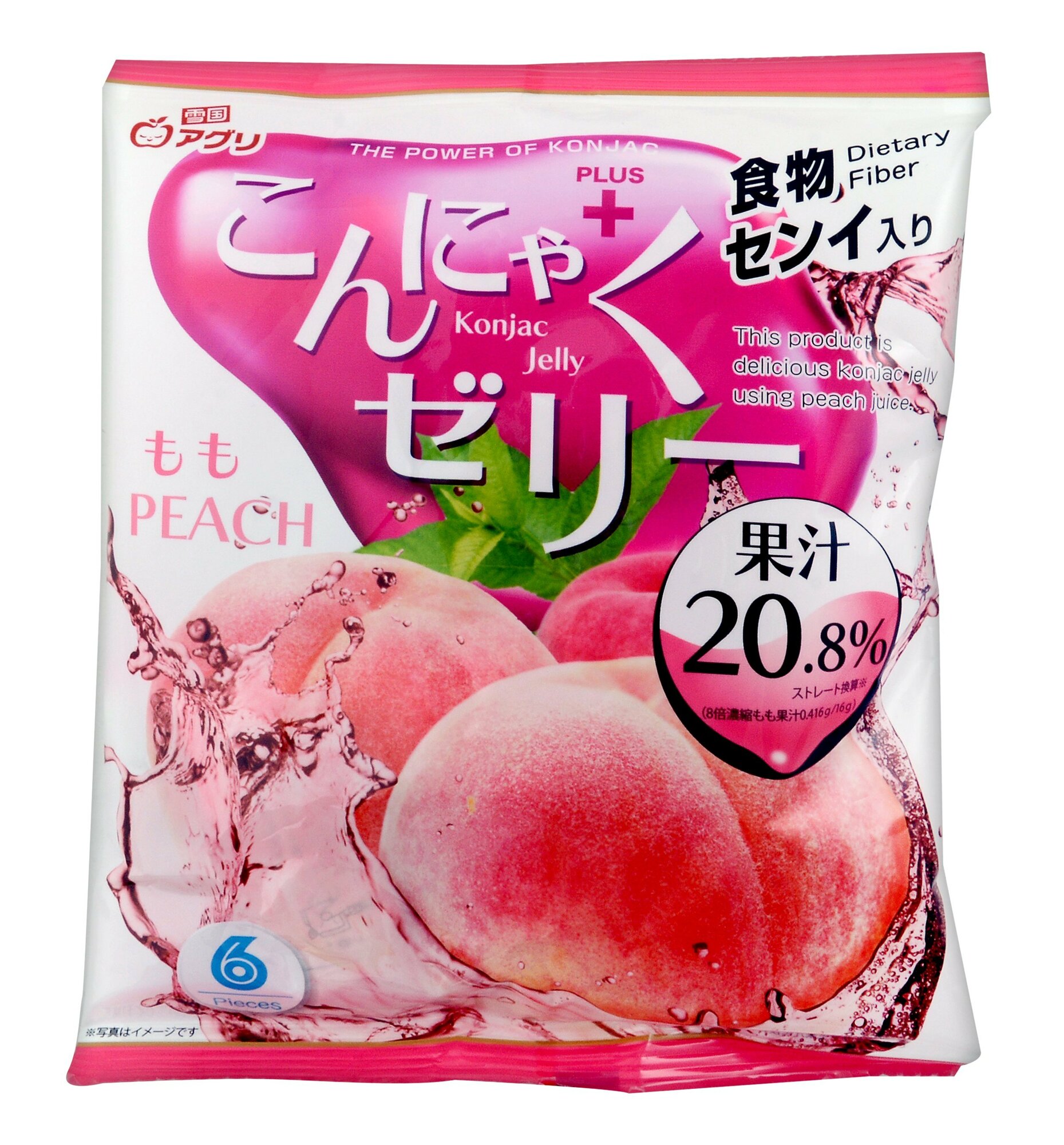 YUKIGUNI AGURI Желе конняку порционное со вкусом персика 6 шт*16 гр, пакет