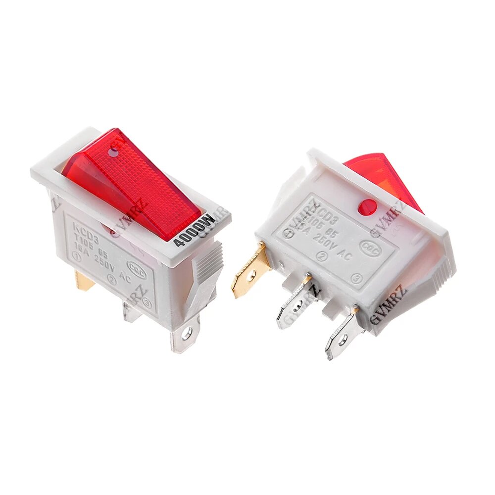 Переключатель KCD3 16А 250В / 20А 125В Red Light 4000w 1
