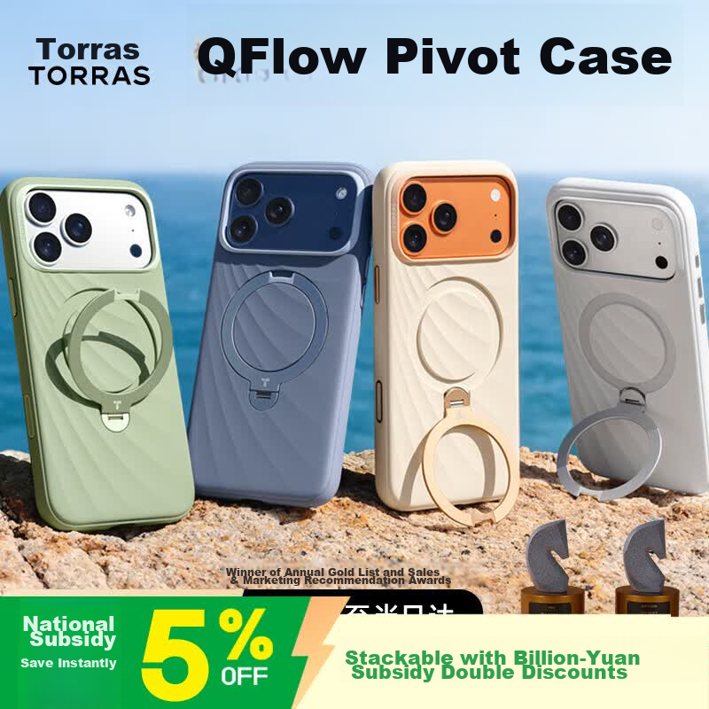 Torras QFlow Pivot Магнитный зарядный мягкий силиконовый чехол для Apple iPhone 17 Pro Max Абрикосовый Версия：Apple 17
