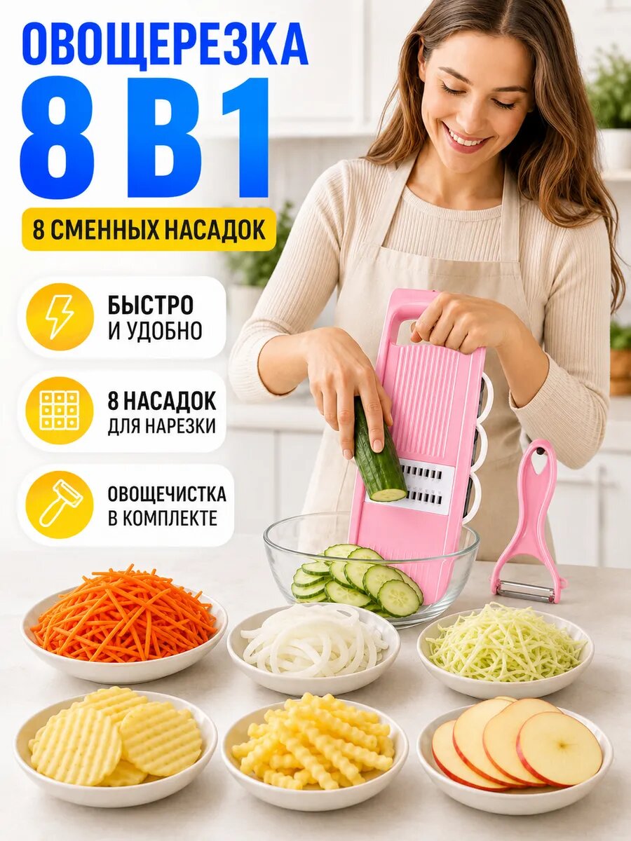 Овощерезка с овощечисткой в комплекте，Быстрая нарезка