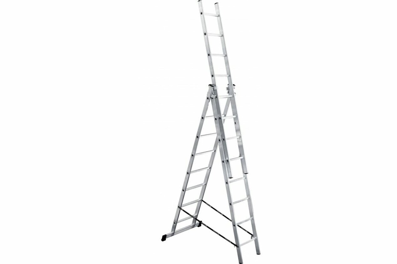 Лестница приставная "UFUK" 3-секционная 3х8, алюминий, высота 2,33/3,74/5,11 м, до 150 кг