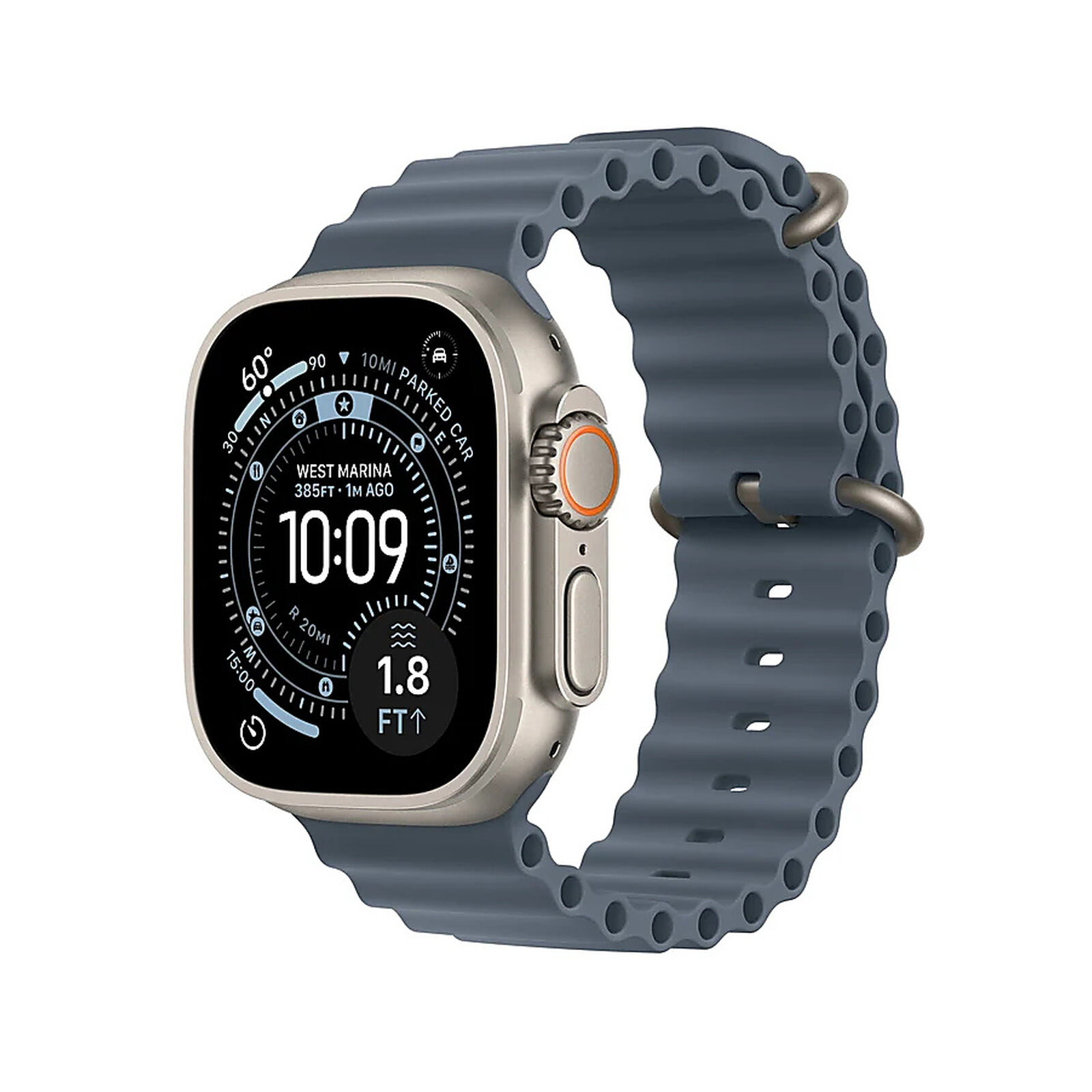 Умные часы Apple Watch Ultra 3, 49мм, Natural Ti (Титан), Anchor Blue Ocean Band Navy (Темно синий) (MEWH4)